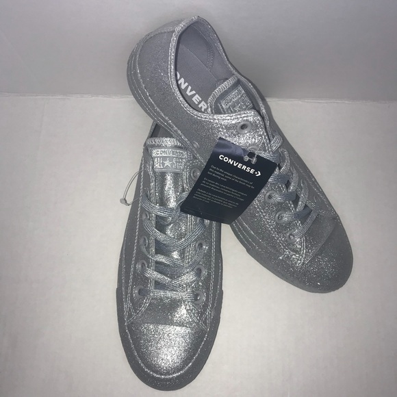 Converse | Shoes | Converse Chuck Taylor All Stars Silver Glitter Nwt ...